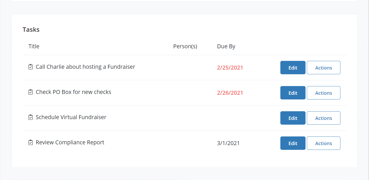 Keeping track of your tasks - Campaign Deputy